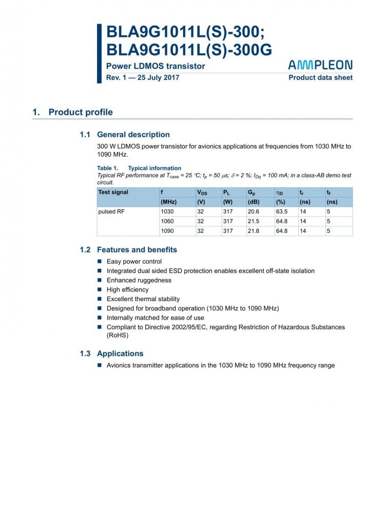 BLA9G1011L-300U datasheet page 1