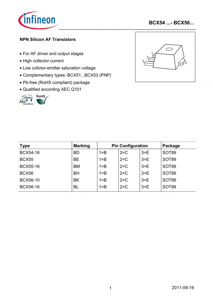 BCX5616H6327XTSA1 technical document page 1