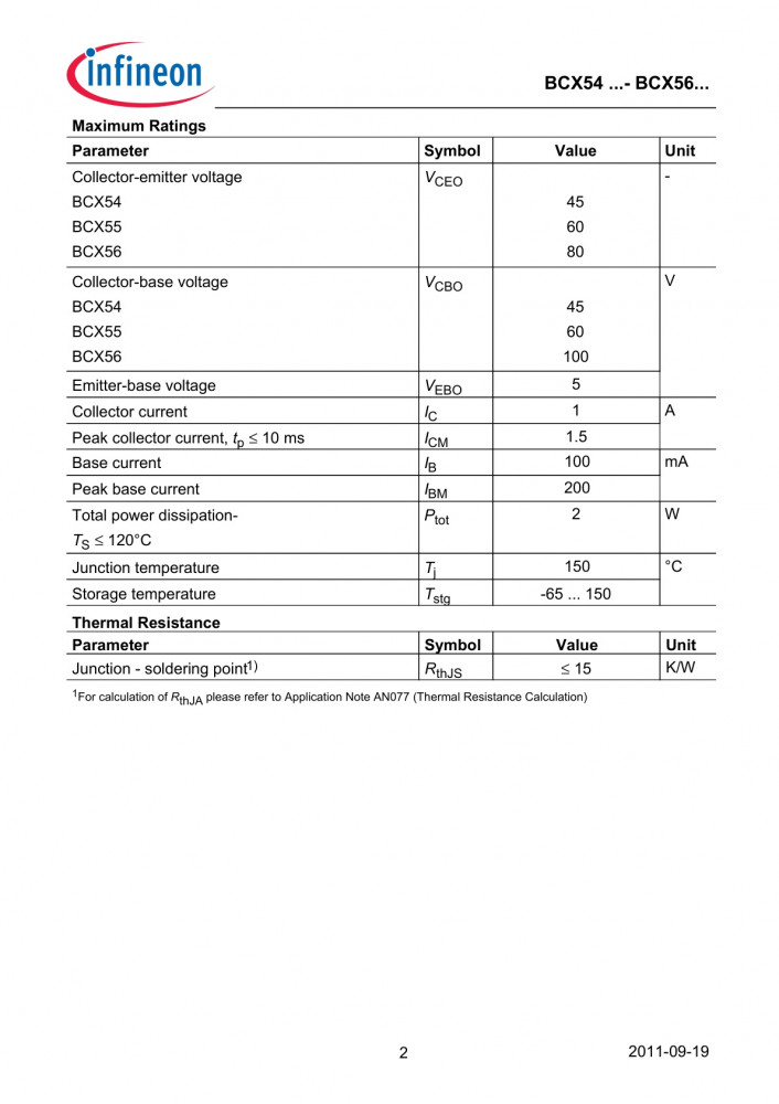 BCX5616H6327XTSA1 technical document page 2