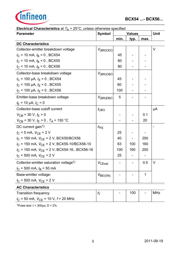 BCX5616H6327XTSA1 technical document page 3