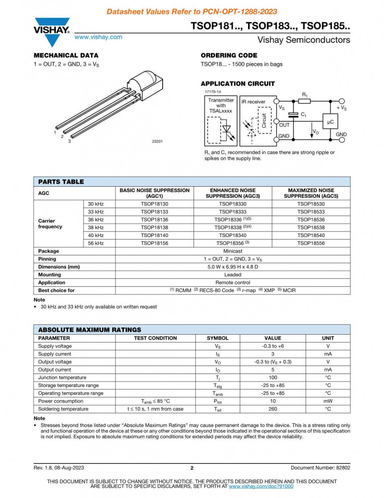 TSOP18138 datasheet page 2