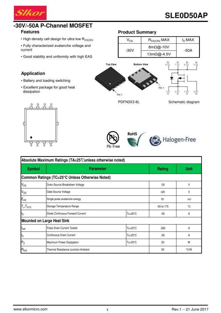 SLE0D50AP datasheet page 1