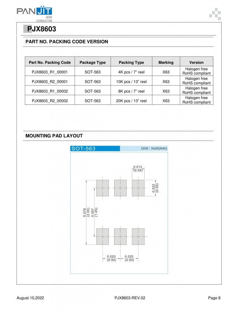 PJX8603 datasheet page 8