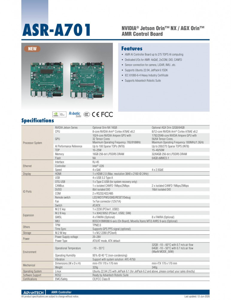ASR-A701 product documentation page 1