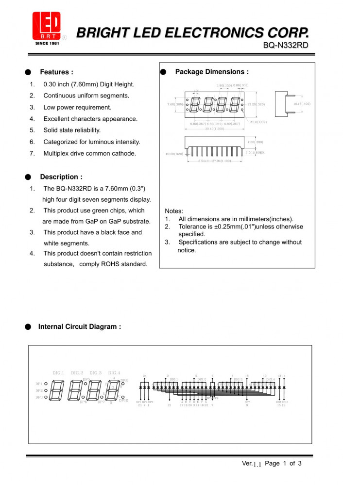 BQ-N332RD datasheet page 1