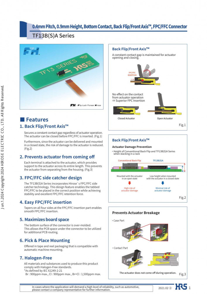 HRS TF13BSA datasheet page 1