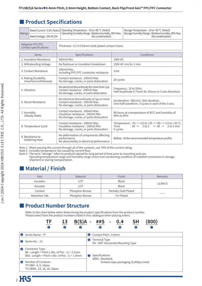 HRS TF13BSA datasheet page 2