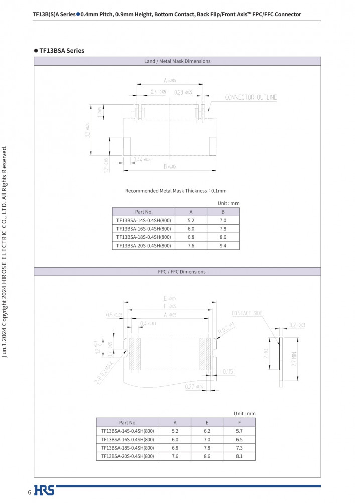 HRS TF13BSA datasheet page 6