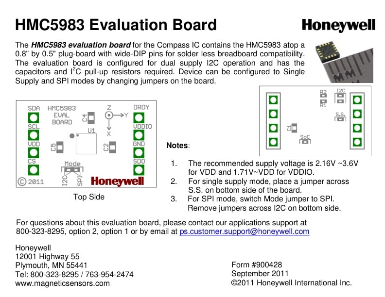 HMC5983-EVAL Honeywell evaluation board technical document