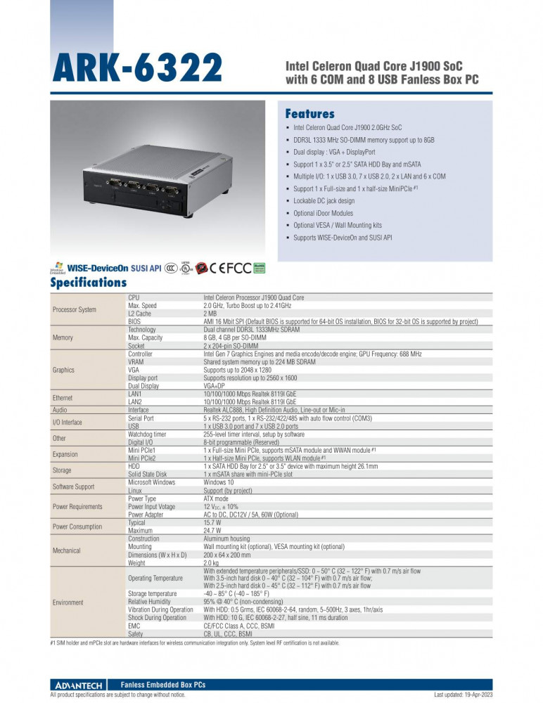 ARK-6322 technical document page 1