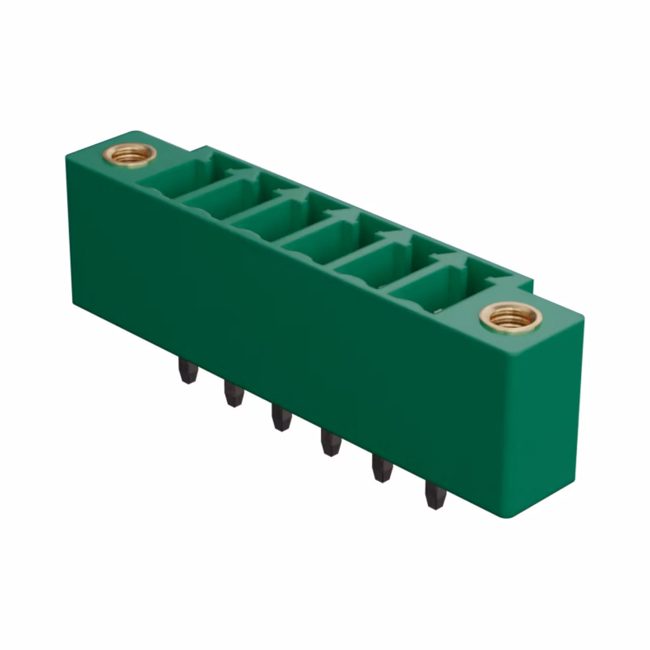 3.81mm Pitch Eurostyle Vertical PCB Header, with Threaded Retention Inserts, Green Housing, 6 Circuits for sale