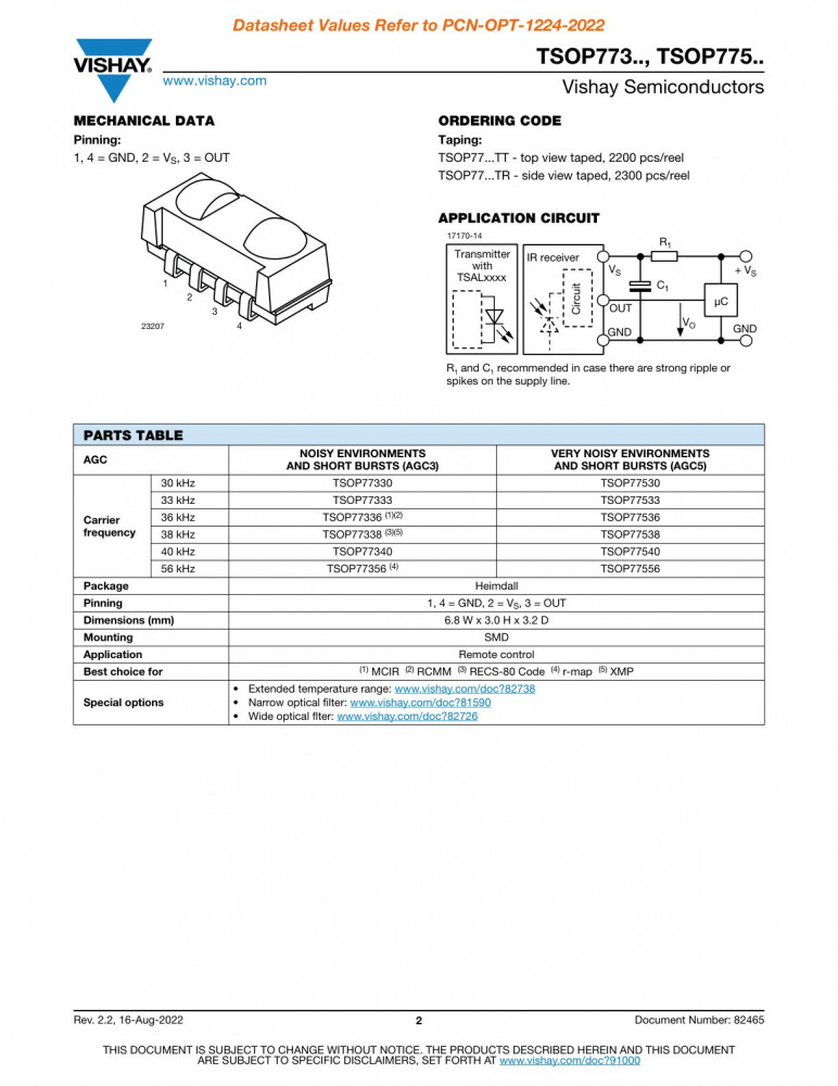 TSOP77338TR technical document page 2