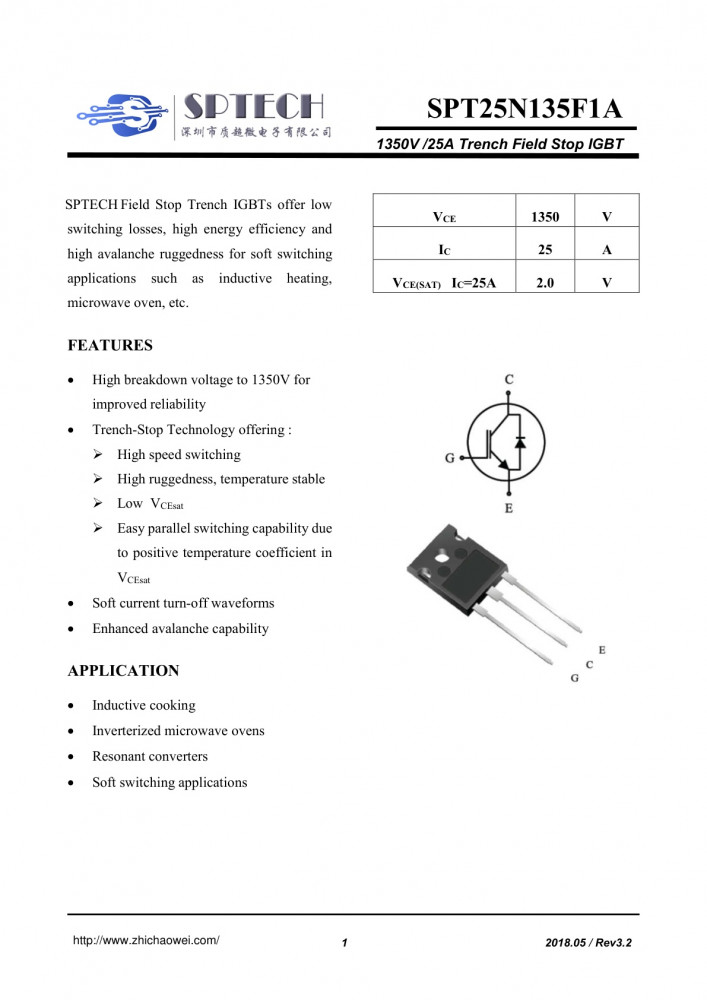SPT25N135F1 datasheet page 1