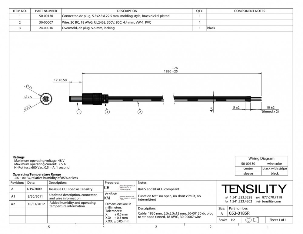 Tensility International 053-0185R product drawing