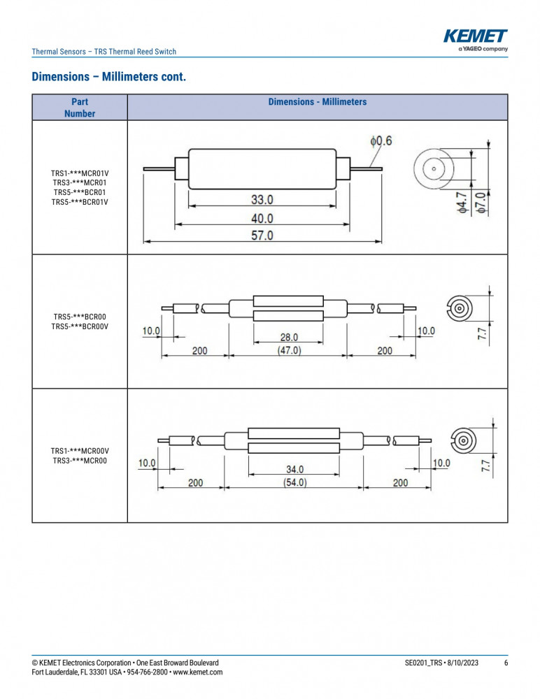 KEMET TRS technical document page 6