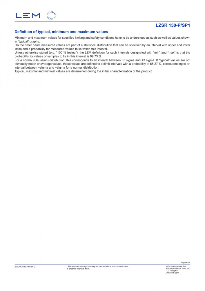 LZSR150-P/SP1 datasheet page 6