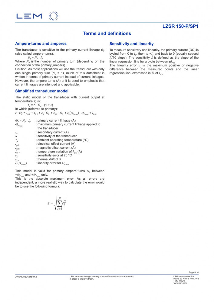 LZSR150-P/SP1 datasheet page 8
