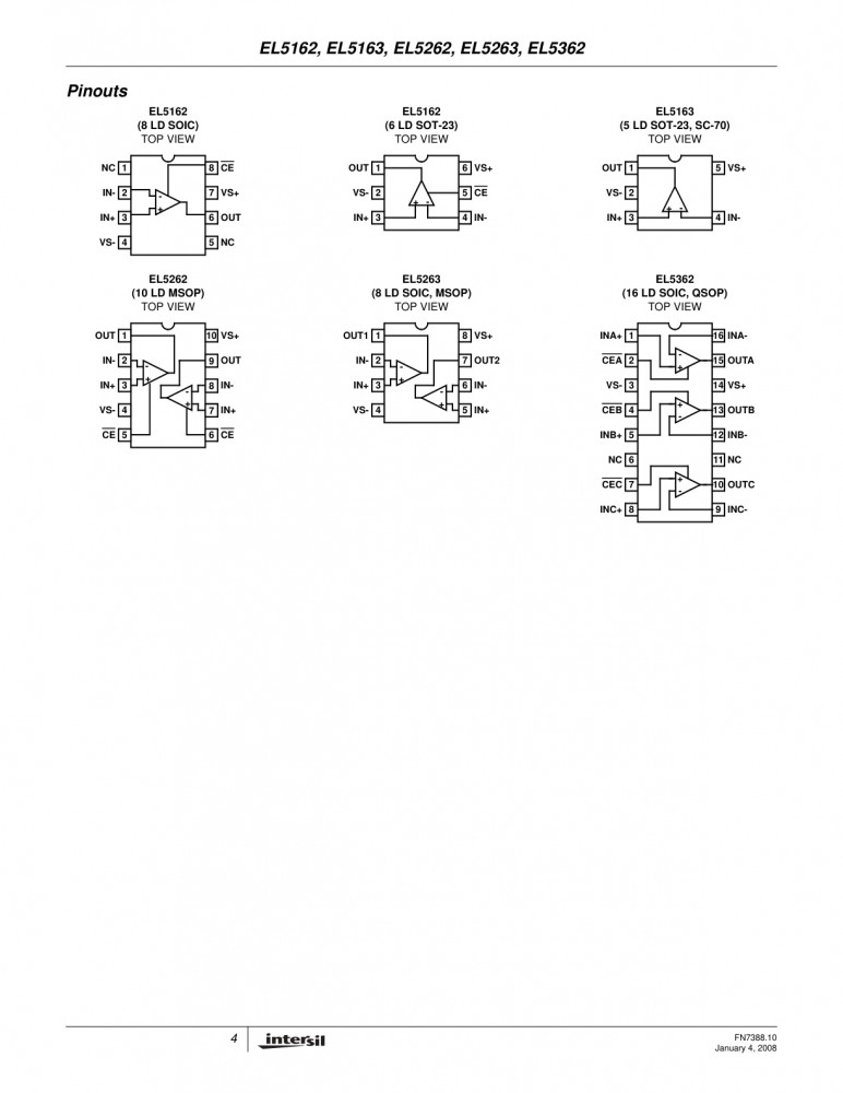 EL5262IY datasheet page 4