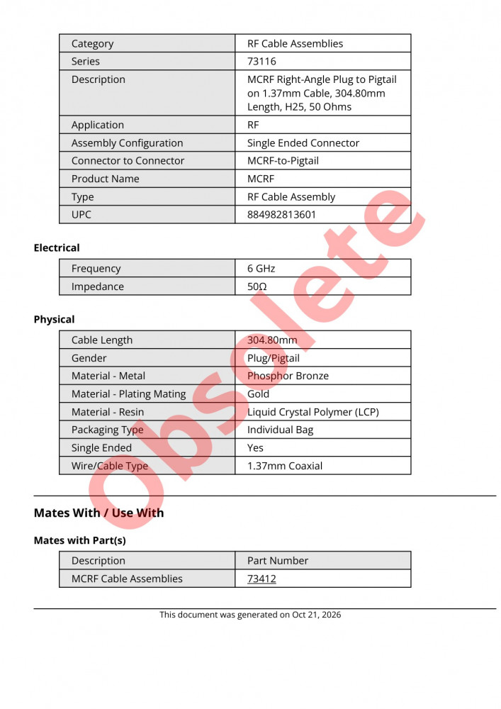 Technical document image 2 for MOLEX 731160057