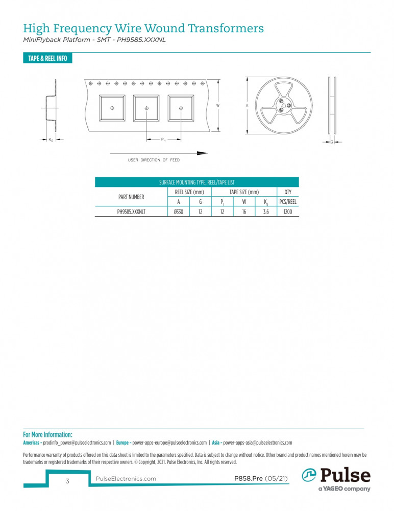 PH9585 tape and reel information