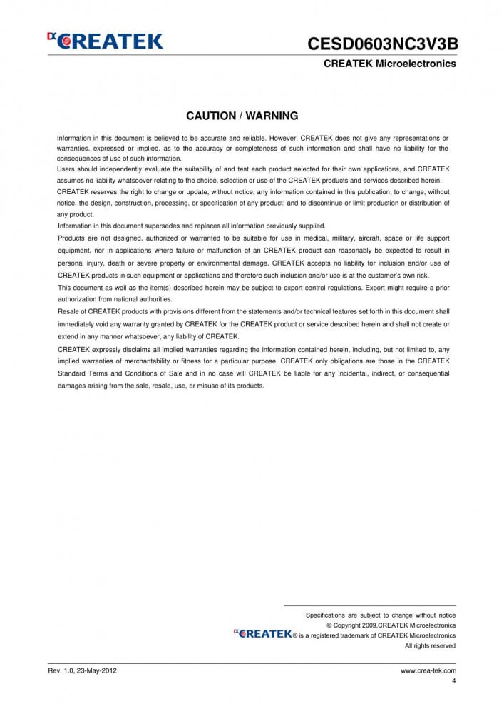 CREATEK CESD0603NC3V3B datasheet page 4