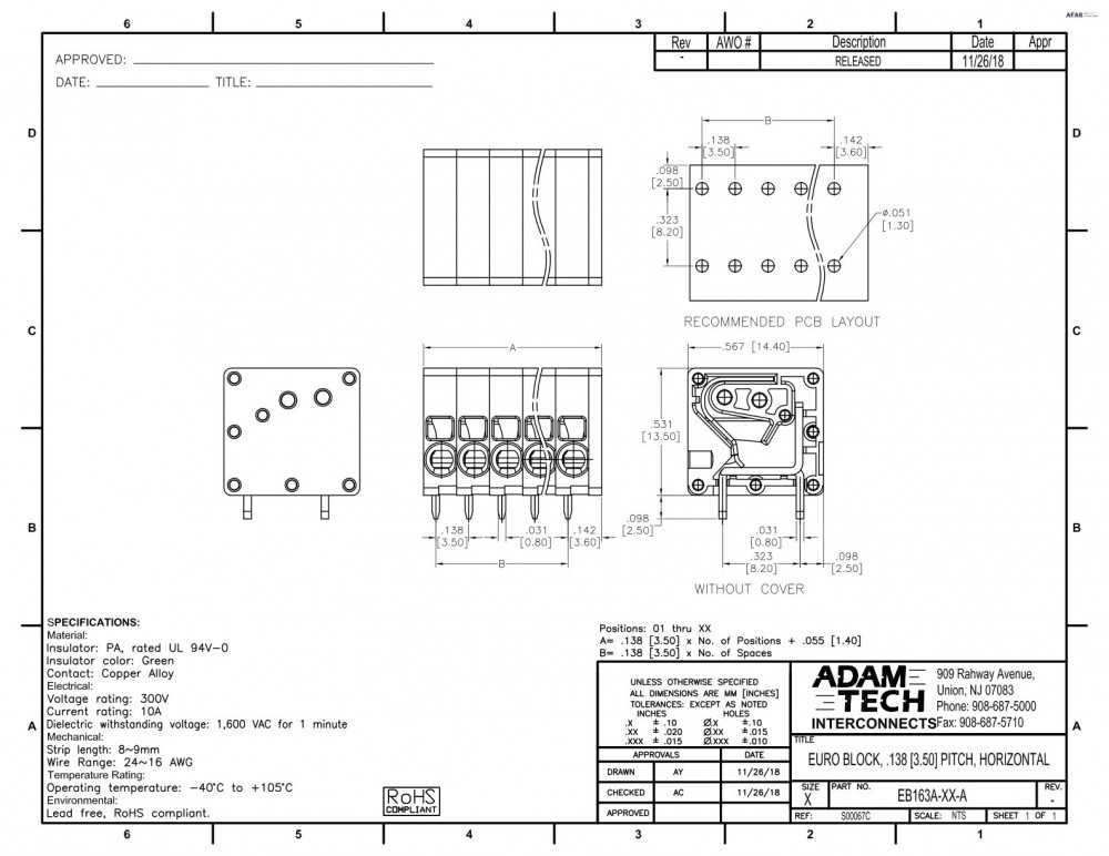 ADAM TECH EB163A-03-A technical document page