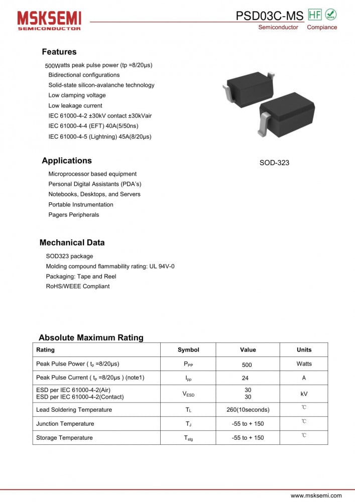 PSD03C-MS datasheet page 2