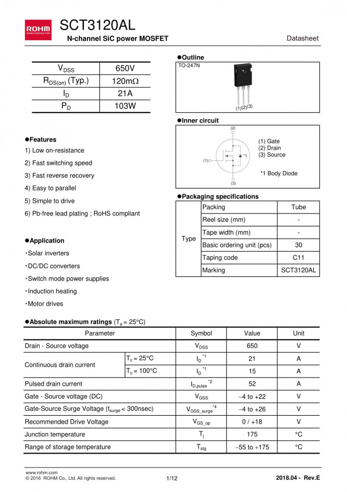 SCT3120ALGC11 datasheet page 1
