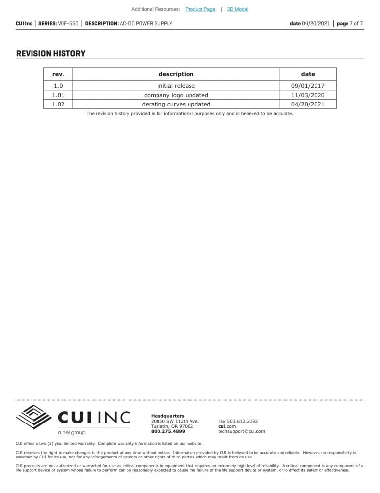 CUI VOF-550 datasheet page 7