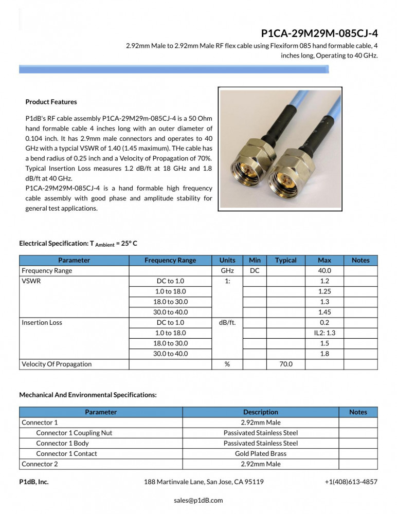 P1CA-29M29M-085CJ-4 product documentation, page 1