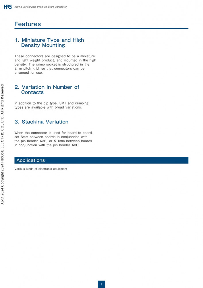 HRS A3/A4 series datasheet page 2