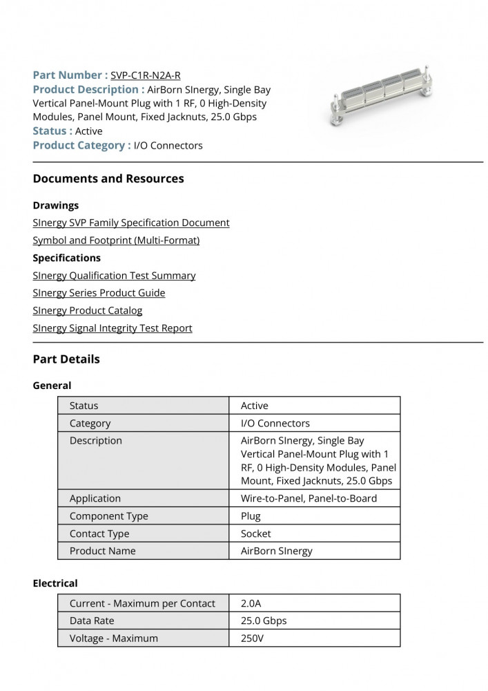 SInergy SVP family technical document page 1