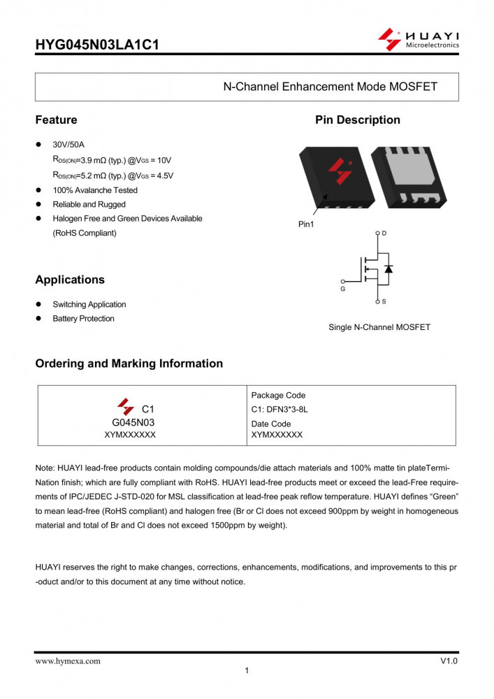HYG045N03LA1C1 datasheet page 1