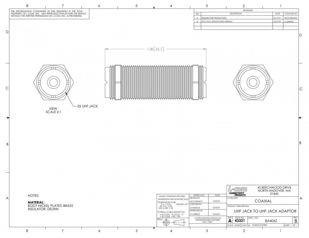L-com BA406Z technical document preview