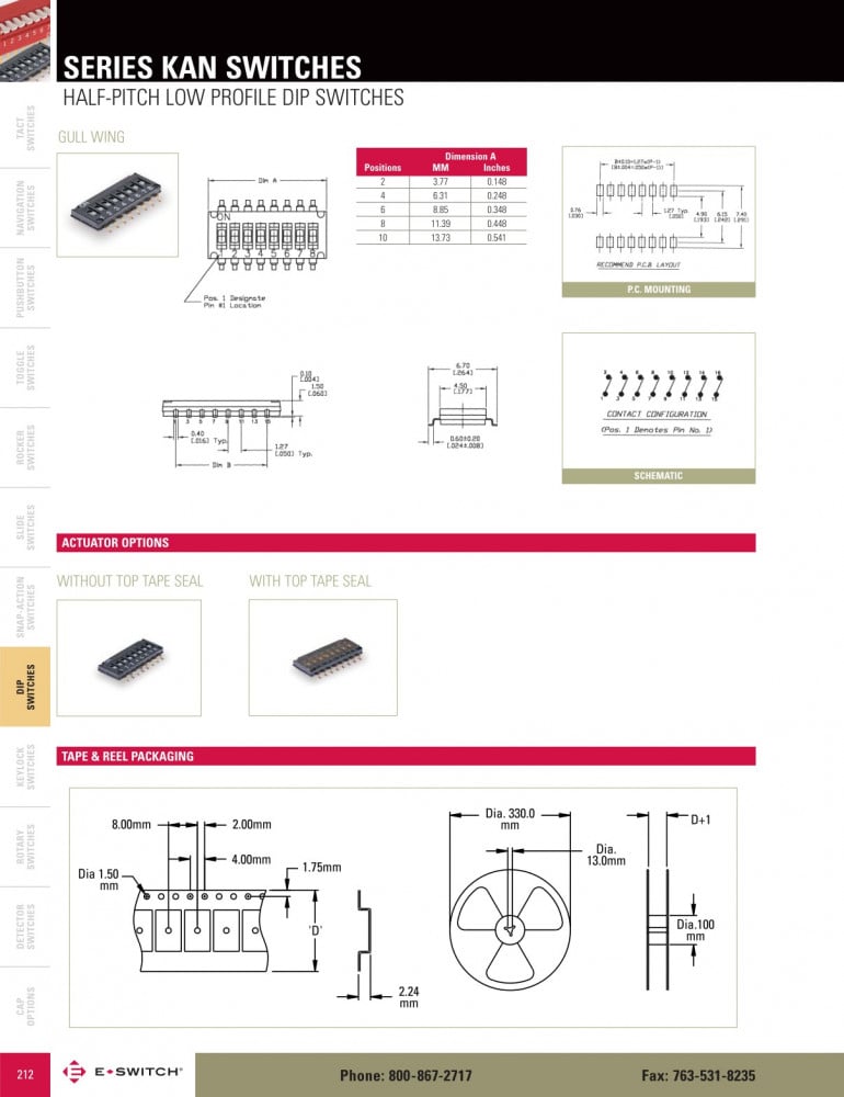 E-Switch KAN series datasheet page 2