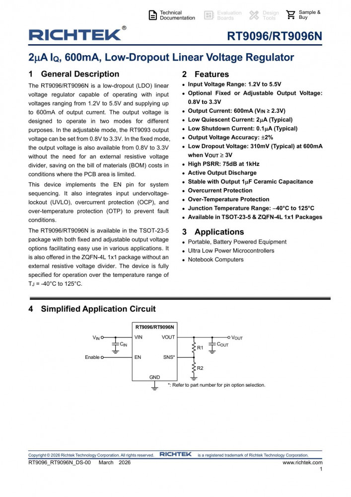 RT9096 datasheet page 1
