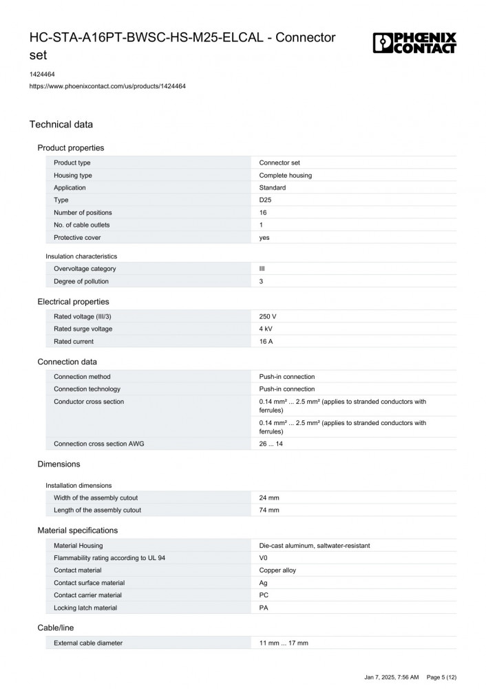 Phoenix Contact 1424464 product documentation page 5