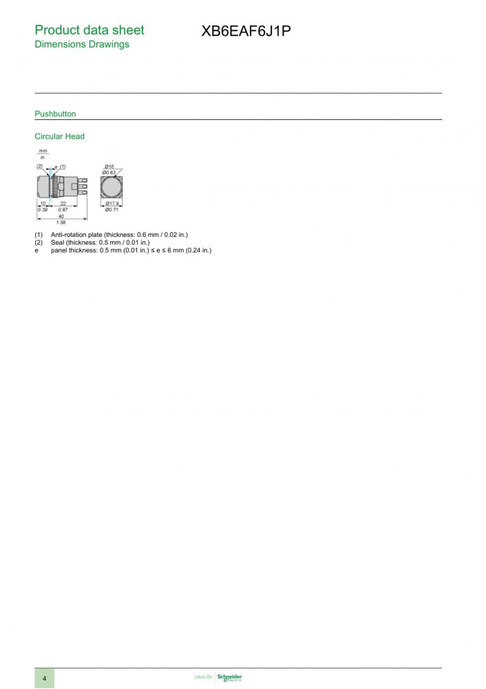 XB6EAF6J1P technical document page 4