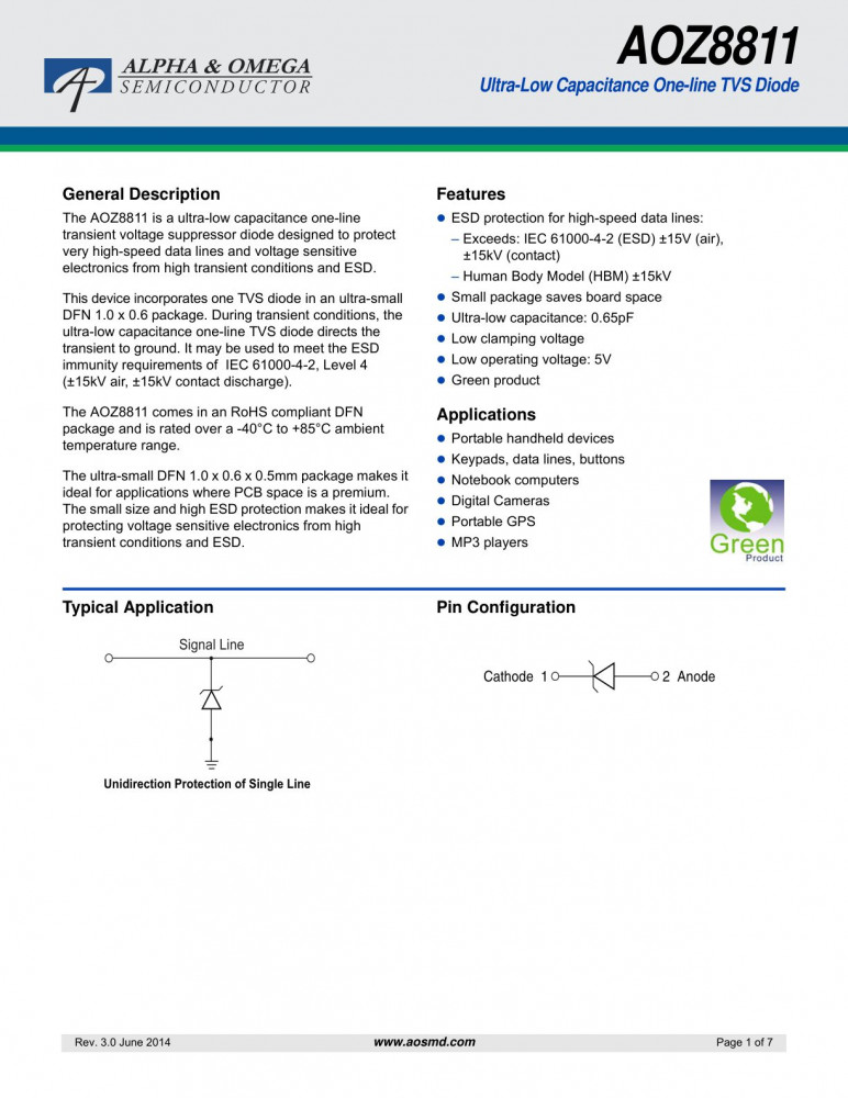 AOZ8811DI-05 datasheet page 1