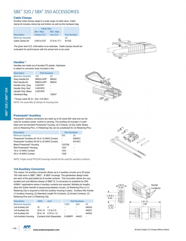 Anderson Power SBE 320 SBX 350 datasheet page 4