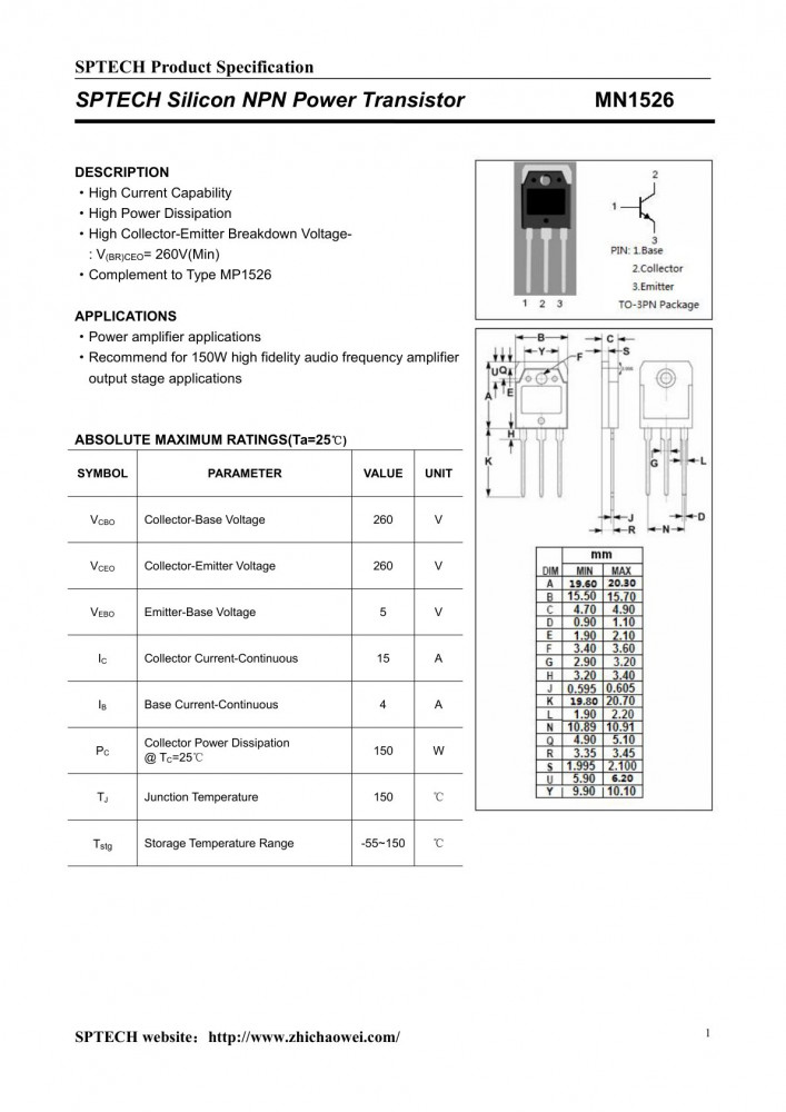 MN1526 datasheet page 1