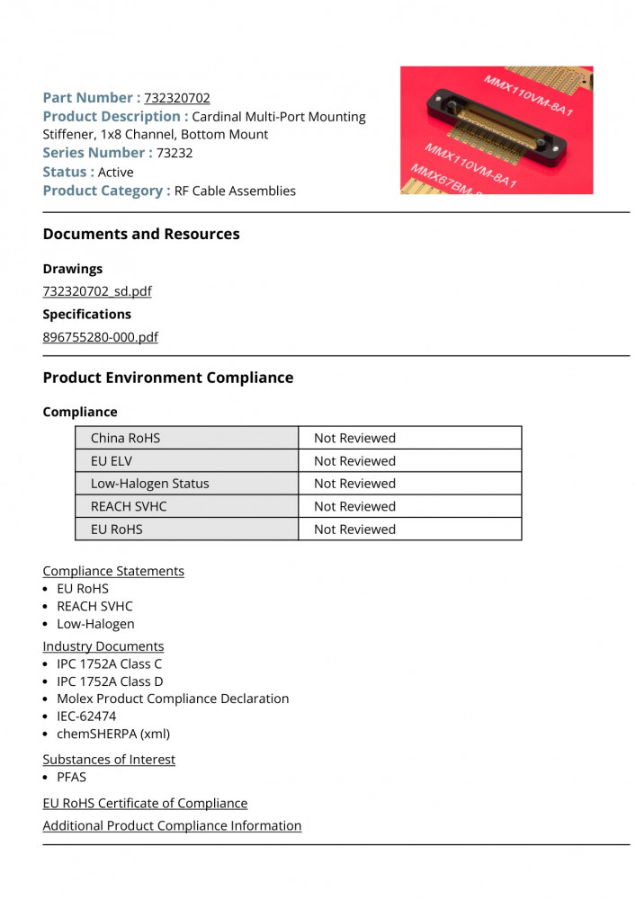 MOLEX 732320702 technical document preview, page 1