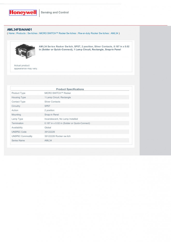 AML34FBA4AA01 technical document preview