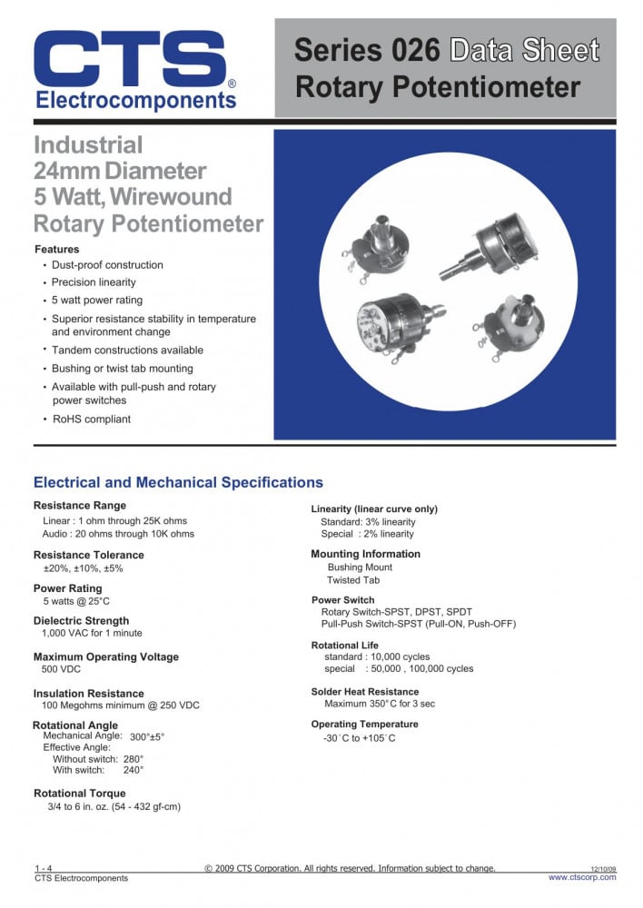 CTS 026 series technical document page 1