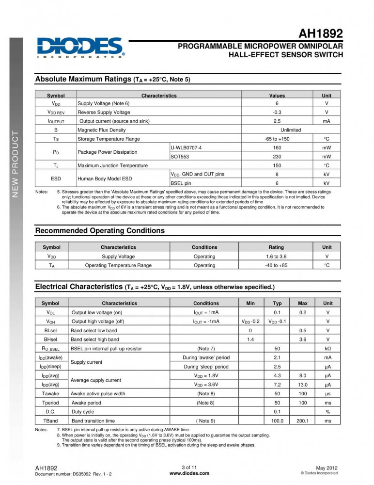AH1892 datasheet page 3