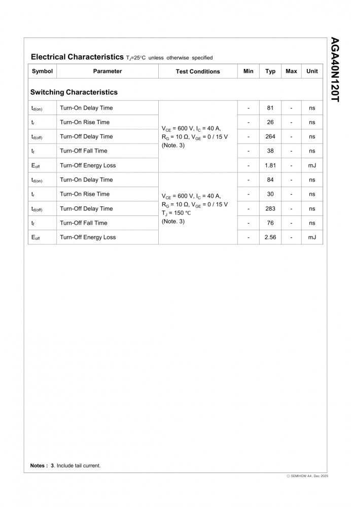 AGA40N120T datasheet page 3