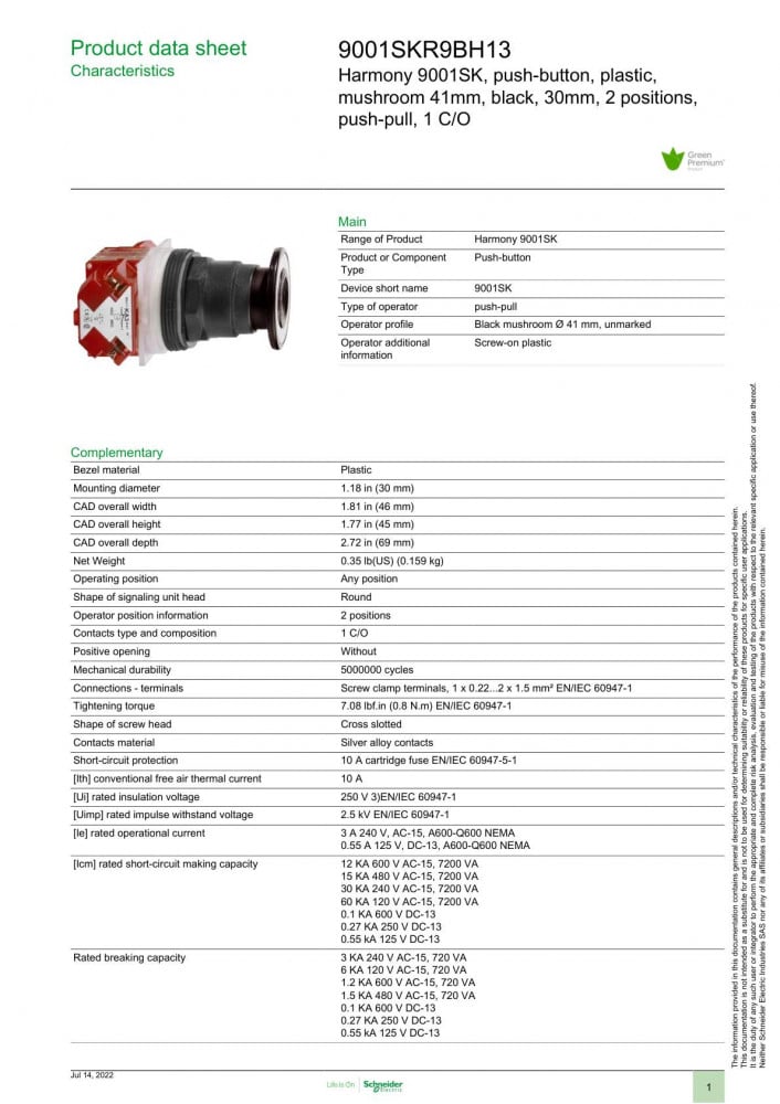 9001SKR9BH13 technical document page 1