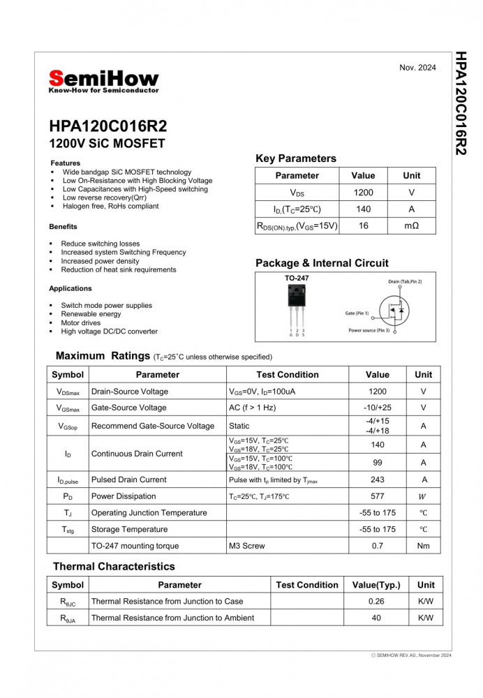 HPA120C016R2 datasheet page 1