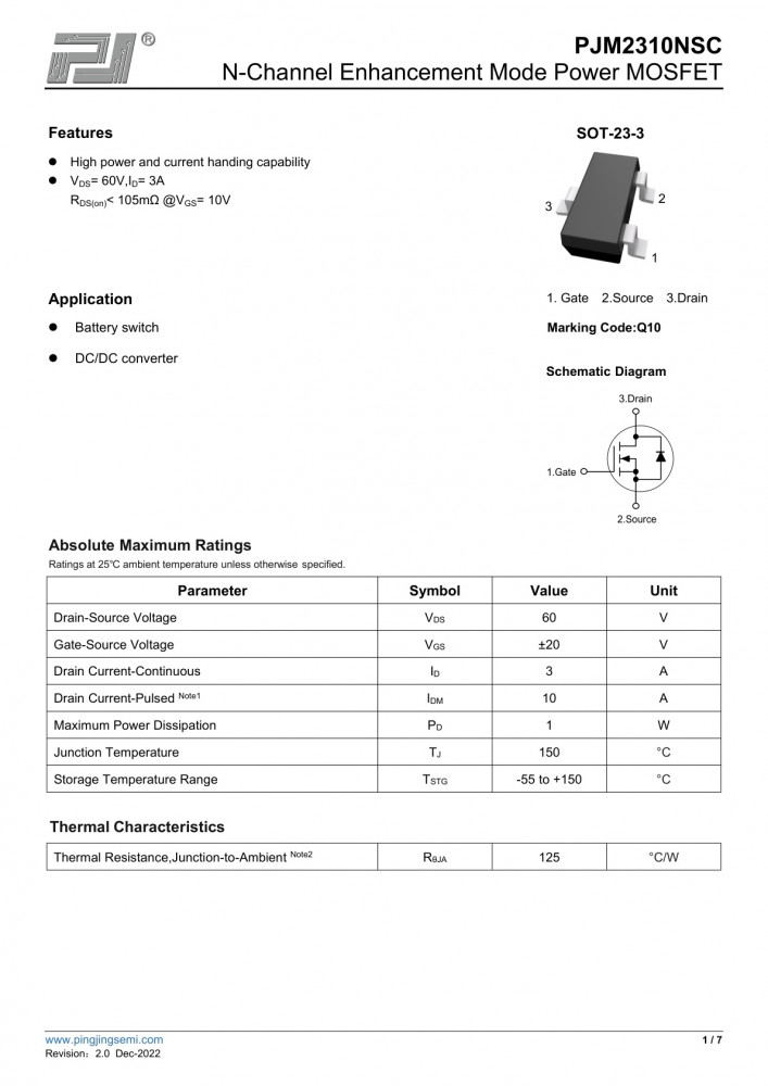 PJM2310NSC datasheet page 1