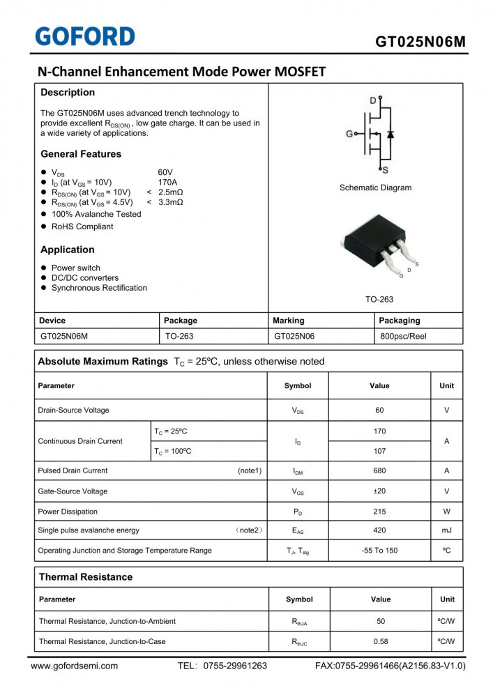GT025N06M datasheet page 1